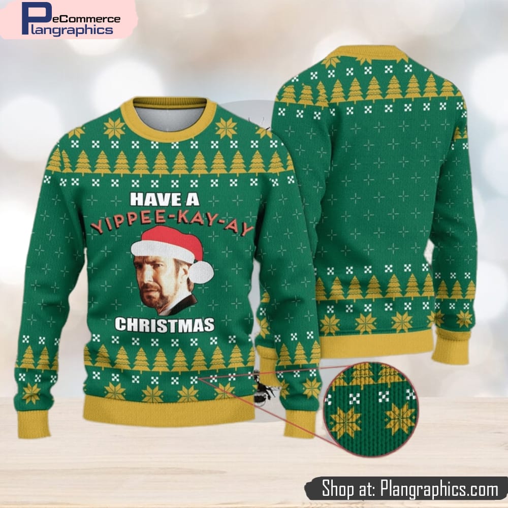 Hans Gruber Have A Yippee Kay Ay Christmas Christmas Ugly Sweater Die Hard Christmas Sweater ...