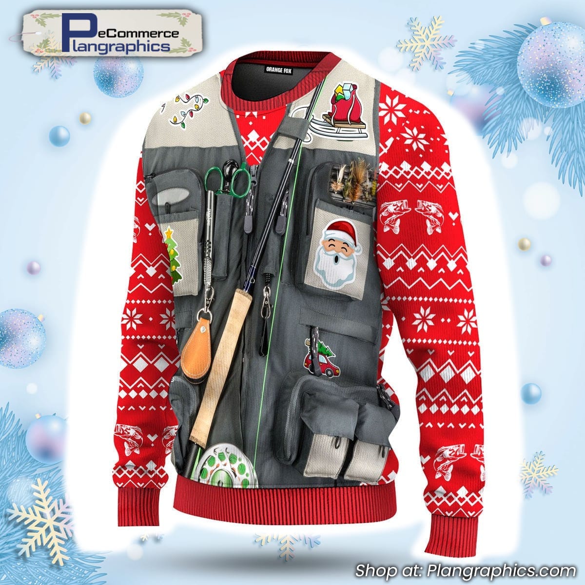 Merry Fishmas Fishing Costume Ugly Sweater Gift for Christmas ...
