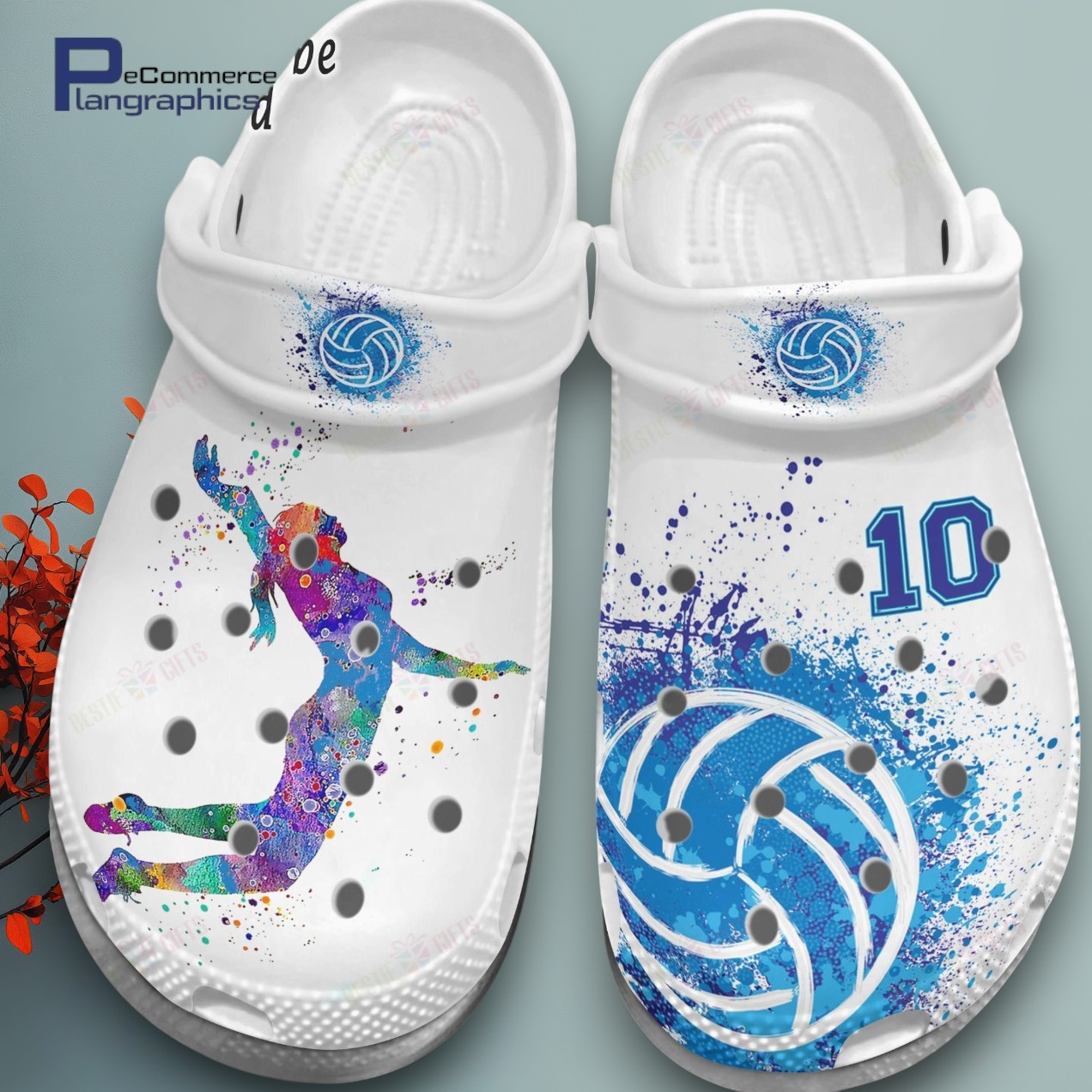 Personalized Volleyball Print Crocs Classic Clogs for Fans – Plangraphics