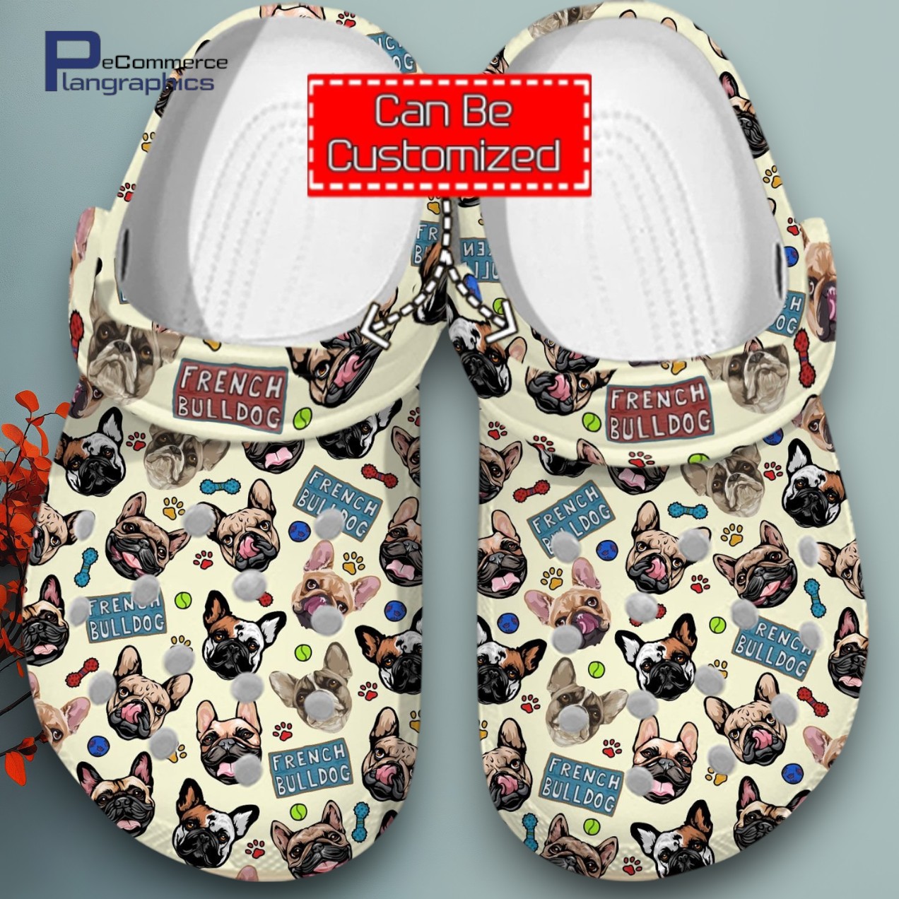 Print Design Crocs - French Bulldog Pattern Clogs - Plangraphics