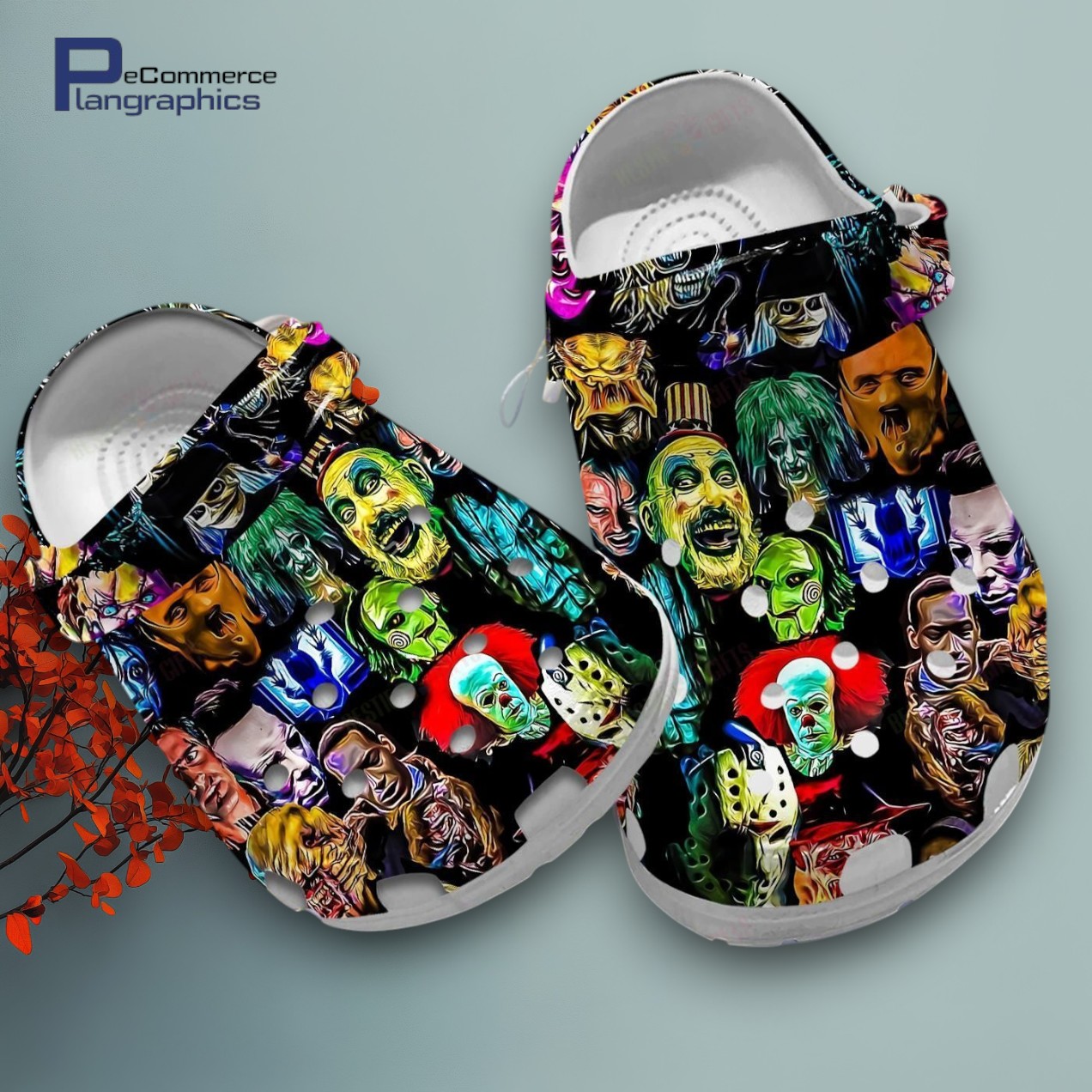 Printed Horror Villains Crocs Classic Clogs - Unique & Fun Footwear ...